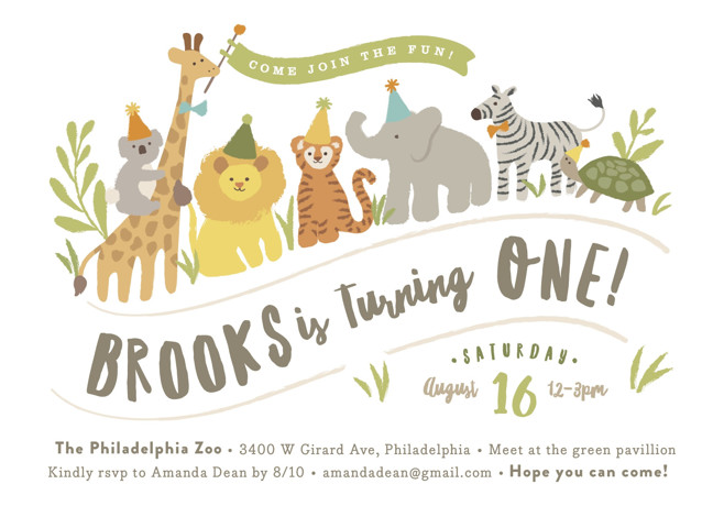 Animals on parade Children's Birthday Party Invitations by Jennifer ...