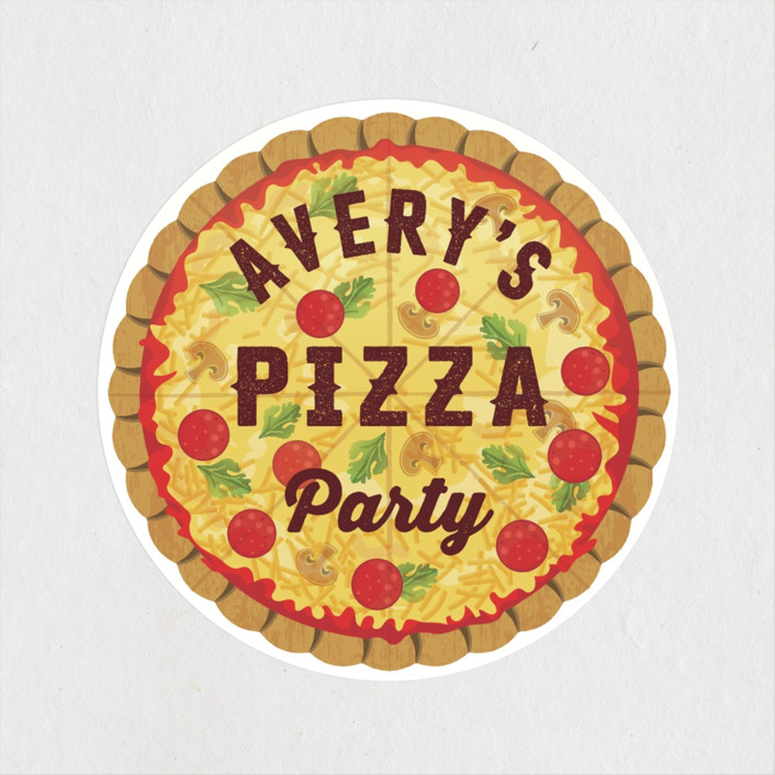 Pizza Pie Party Children's Birthday Party Stickers by Paper Sun Studio ...
