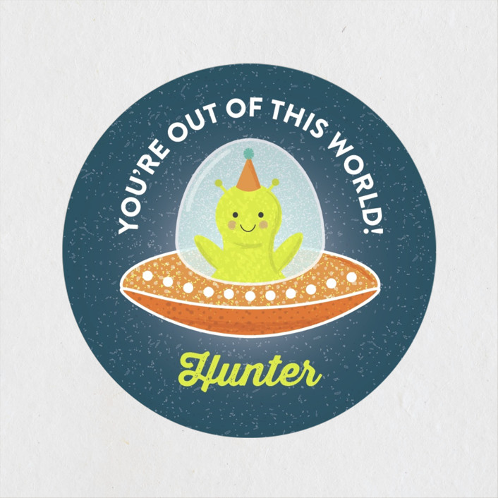 Greetings, Earthlings. Children's Birthday Party Stickers by One Swell ...