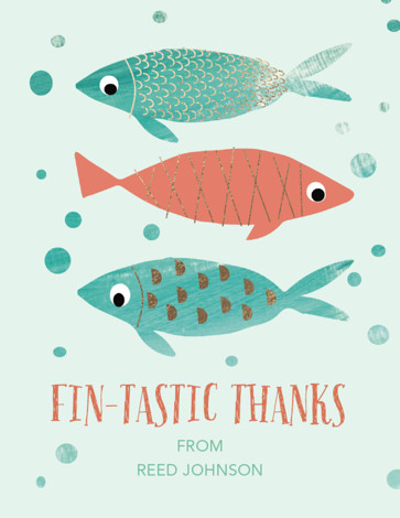 FIN-TASTIC CELEBRATION Foil-Pressed Children's Birthday Party Thank You ...