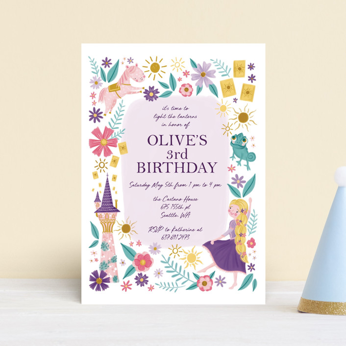 Disney's Tangled Floral Birthday Invite Petite Children's Birthday ...