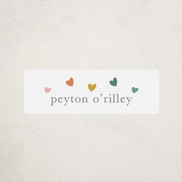 Rainbow Hearts Custom Name Labels by Stacey Meacham | Minted