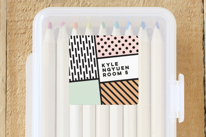 Cartoon B-day Custom Name Labels by Avie Designs | Minted