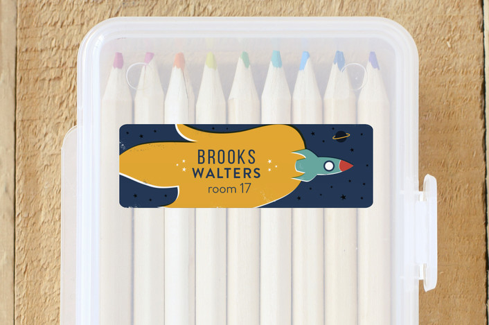 Rocket Blast Off Custom Name Labels by Kelsey Cashman | Minted