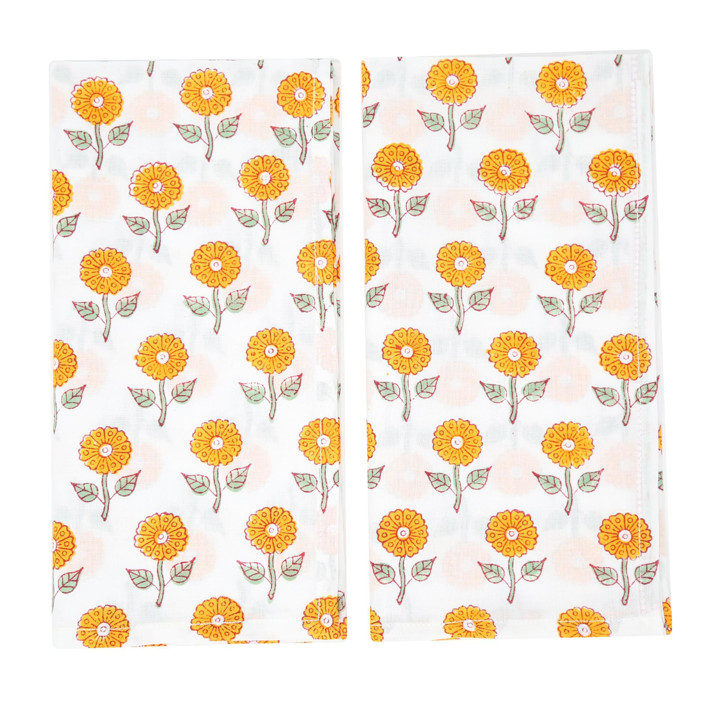 Golden Poppy Napkins, Set of 4 Cloth Napkins by Jenny Roberts | Minted