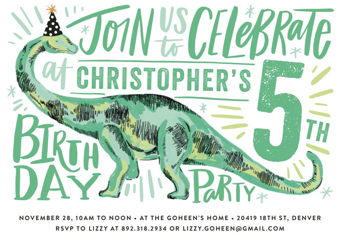 Dino Party Hat Children's Birthday Party Postcards by Alethea and Ruth ...