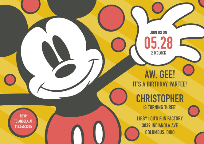 Disney Mickey Mouse Aw, Gee! Children's Birthday Party Postcards by ...