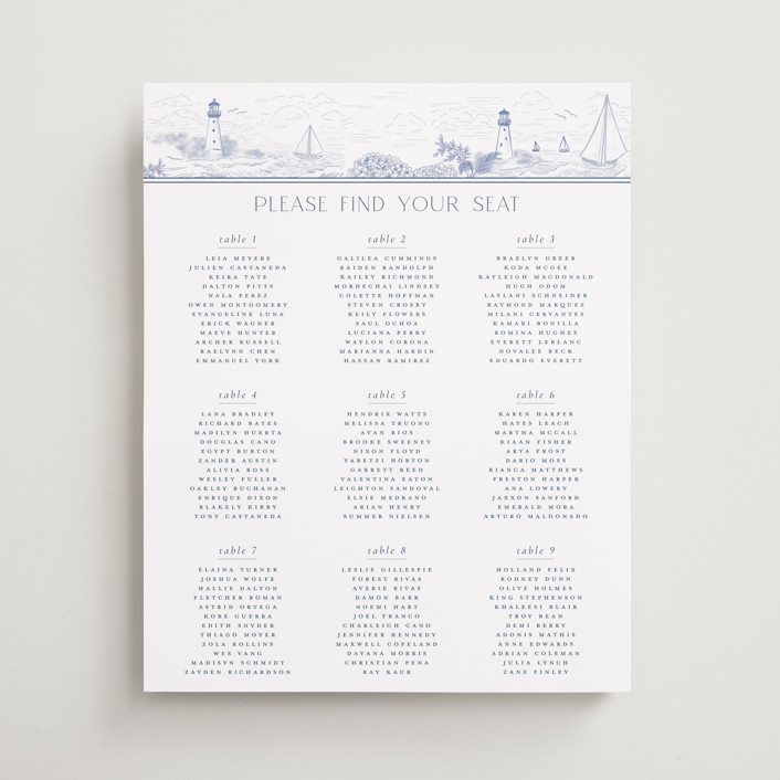 Coastal Toile Custom Seating Charts by Jenna Holcomb | Minted