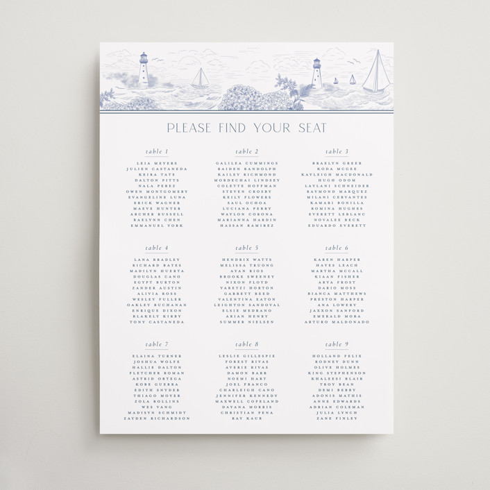 Coastal Toile Custom Seating Charts by Jenna Holcomb | Minted