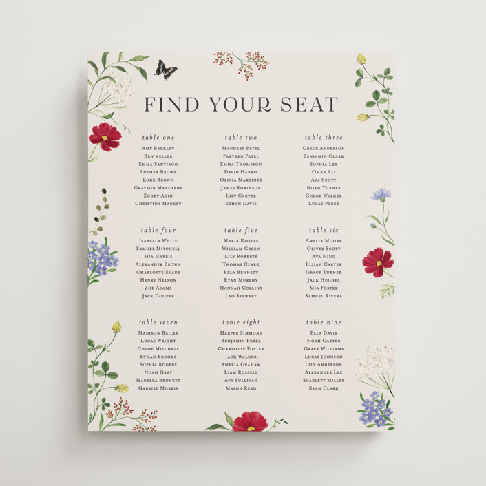 Wild meadow Custom Seating Charts by Sarah Knight | Minted