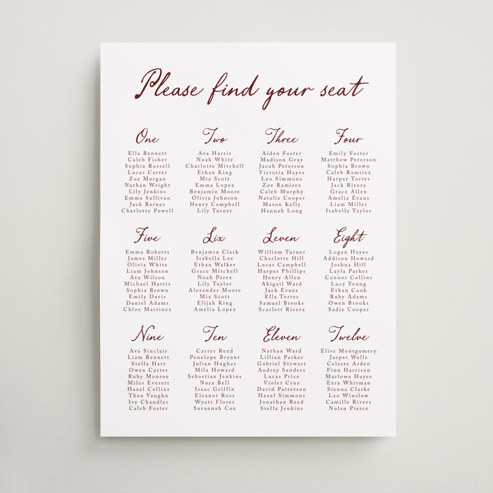 Handwritten Custom Seating Charts by Cass Loh | Minted
