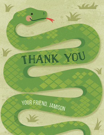 Slithering Snake Childrens Birthday Party Thank You Cards by Jessica ...