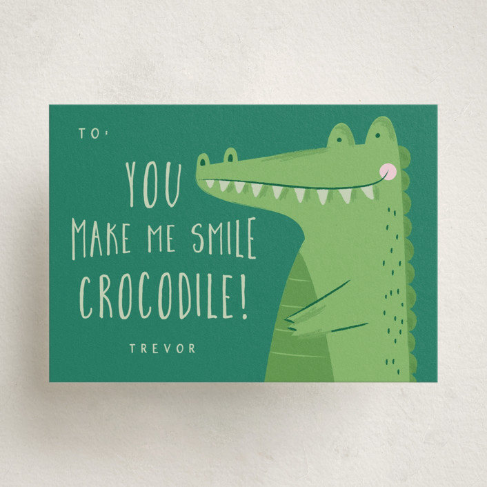 Smile Crocodile Classroom Valentine's Day Cards by Kiersten Garner | Minted