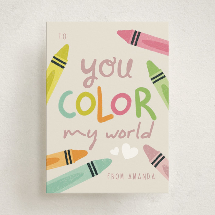 You color my world Classroom Valentine's Day Cards by Orasie | Minted