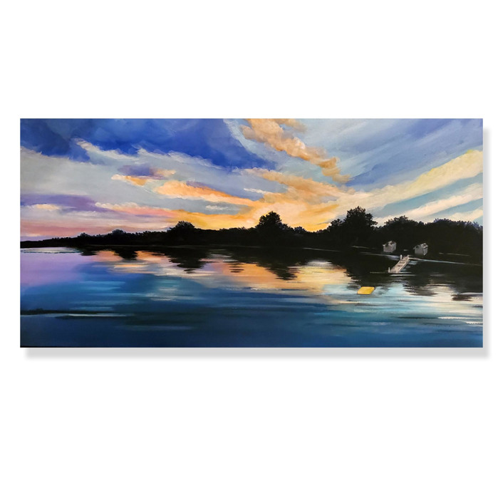 Abstract Destination 40x16x1.5 acrylic painting, Commission ...