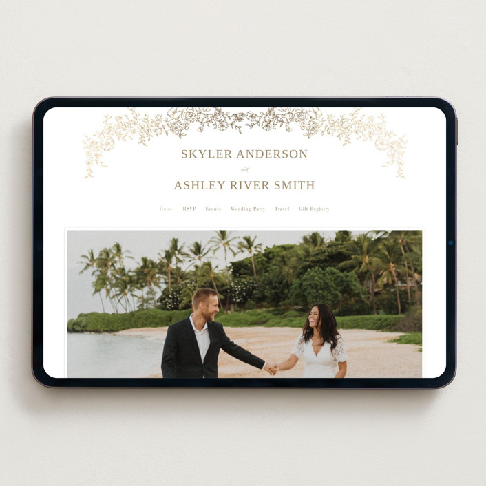 Floral Crest Wedding Website by Cass Loh | Minted