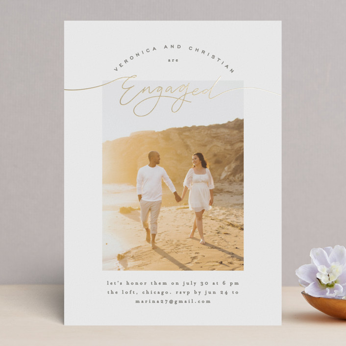 Scripted snapshot Foil-Pressed Engagement Party Invitations by Creo Study | Minted