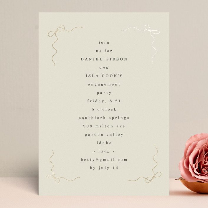 Bows Foil-Pressed Engagement Party Invitations by Baumbirdy | Minted