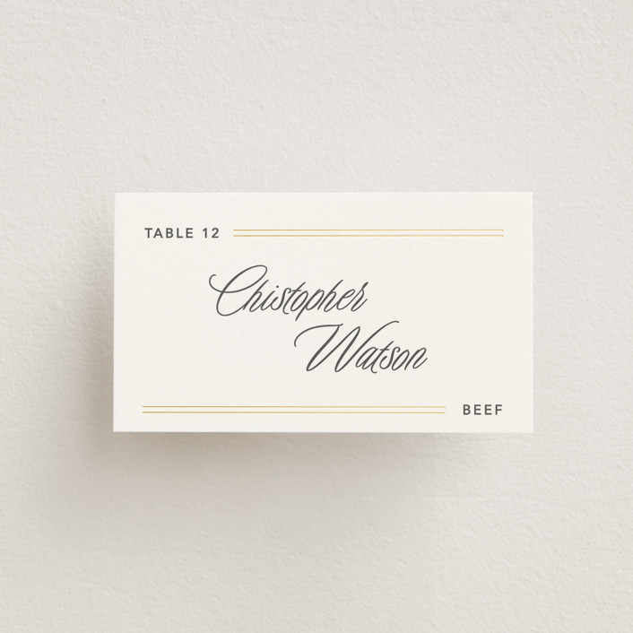 Formal lines Foil-Pressed Place Cards - Beef by Creo Study | Minted