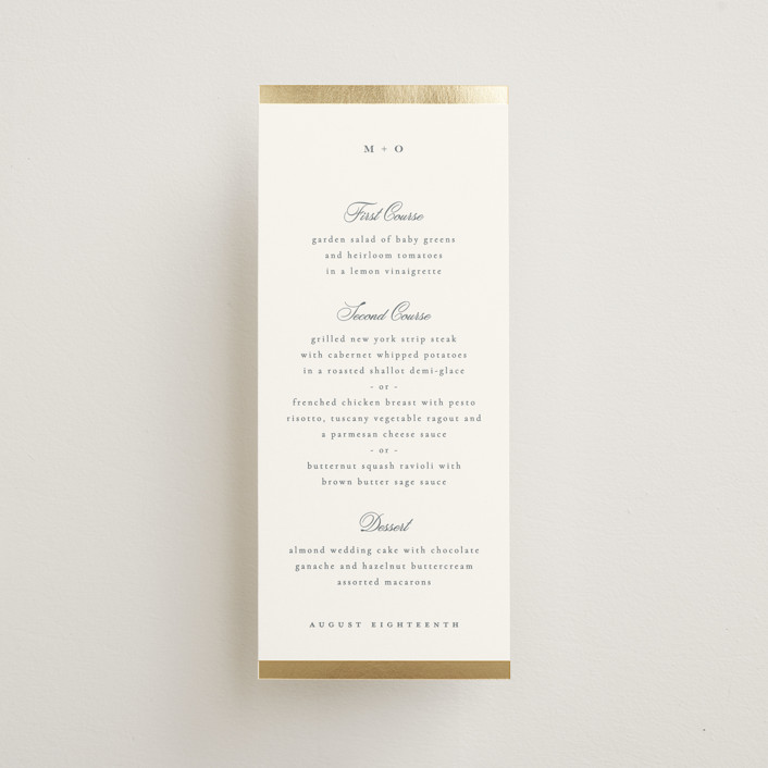The Ritz Foil-Pressed Long Menus by Kristie Kern | Minted