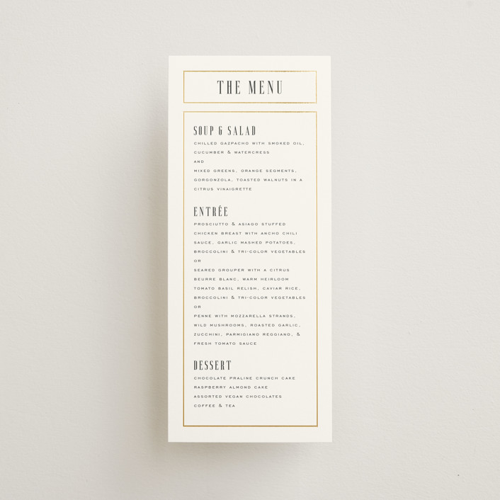 Documentary Foil-Pressed Long Menus by Heather Schertzer | Minted