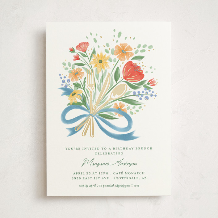 Brunch Bouquet Foil-pressed Party Invitation by Paper Sun Studio | Minted