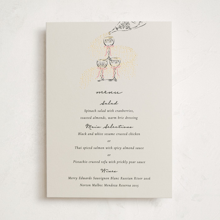 Sparkling Champagne Tower Foil-Pressed Party Menus by Jackie Crawford ...