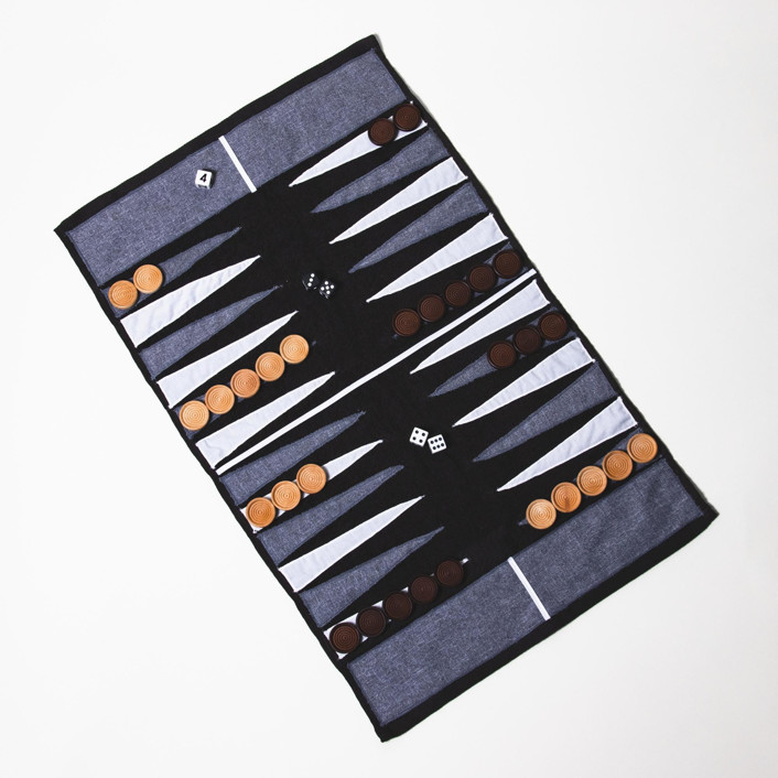 Black, Grey & White Outdoor/Travel Backgammon Set (Wood Pieces) Games ...