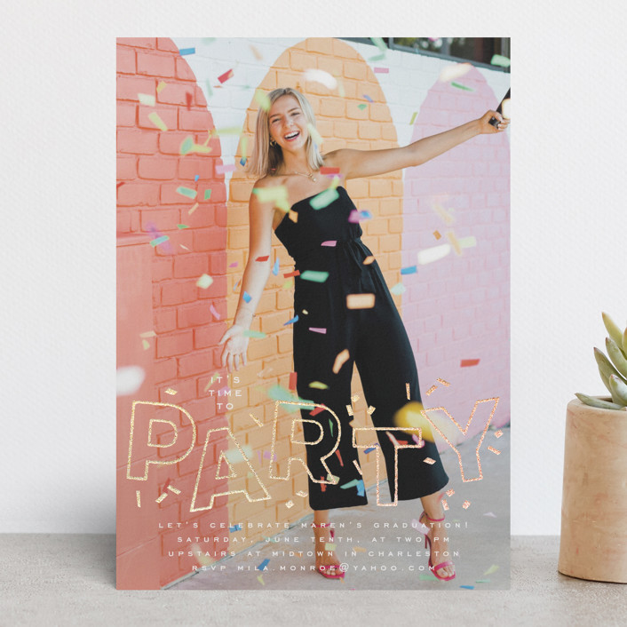 It's Party Time Foil-Pressed Graduation Party Invitations by Kristie ...