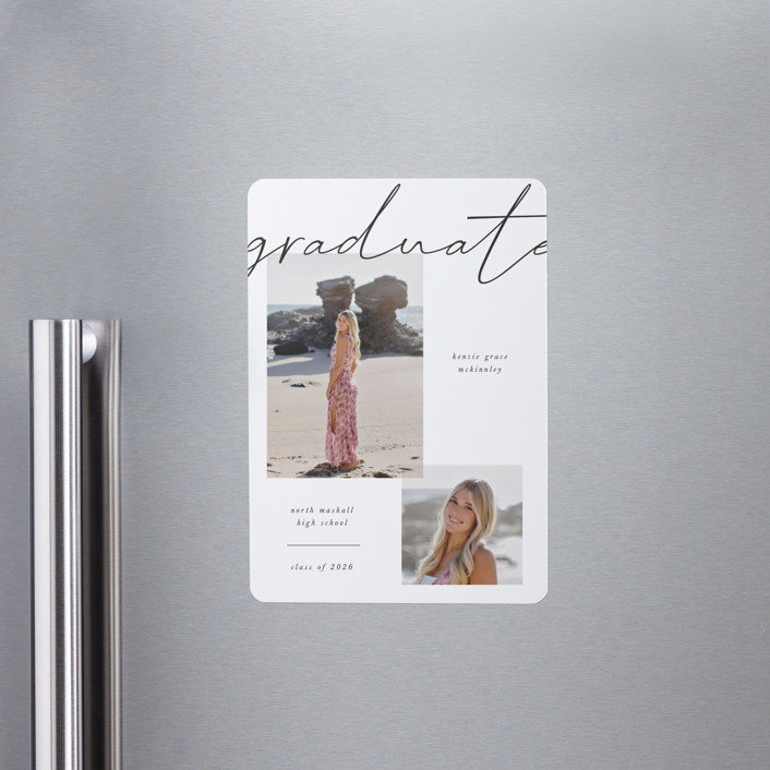 Simple + Script Graduation Announcement Magnets by Kelly Ambrose | Minted