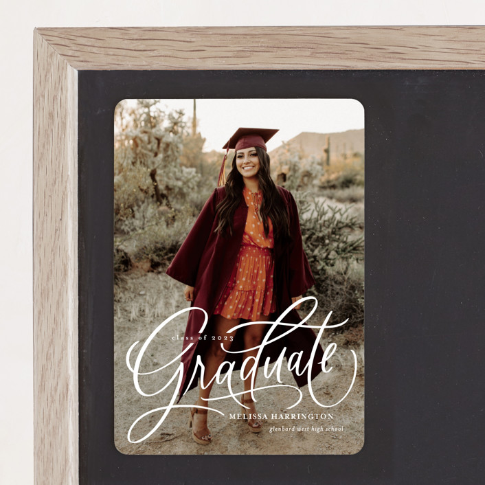 Script Grad Graduation Announcement Magnets by Erin German | Minted