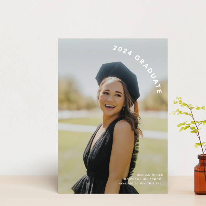 Simple curved edge Graduation Announcement Postcards by Cass Loh | Minted