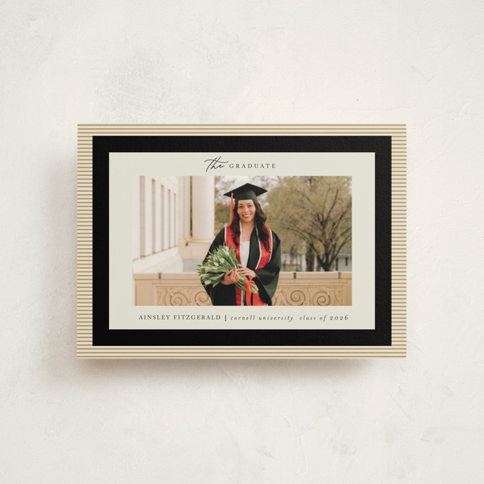 Modern striped frame Graduation Announcement Postcards by Jackie ...