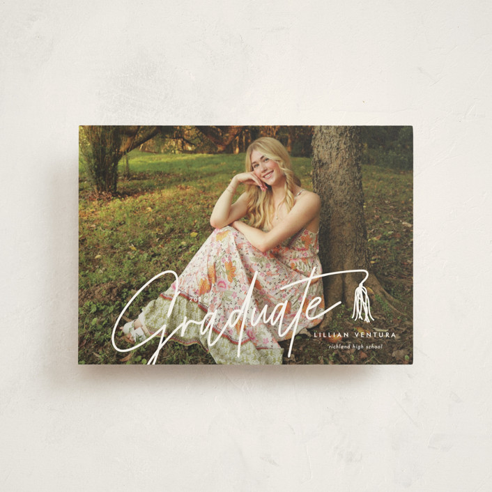 Tassled T Graduation Announcement Postcards by Lauren Chism | Minted
