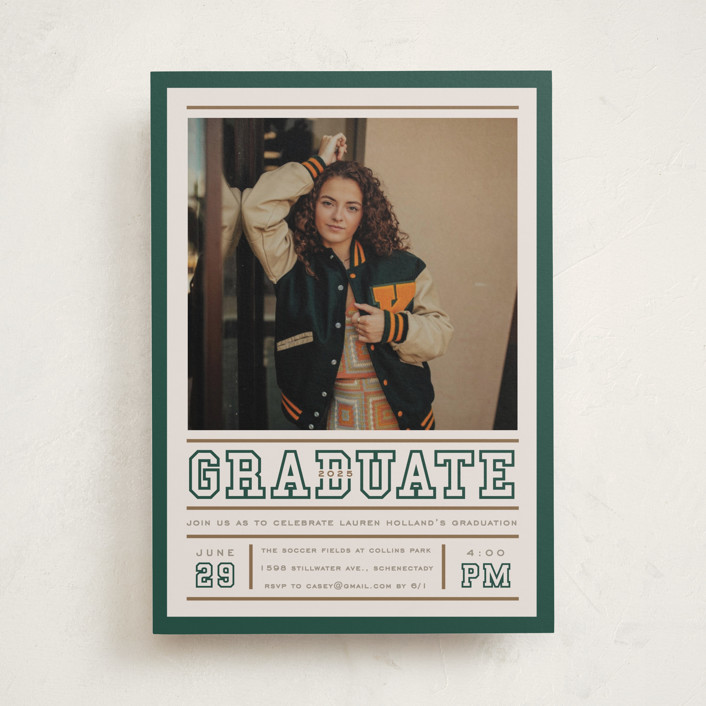 Varsity Frame Graduation Party Invitations by Erin L. Wilson | Minted