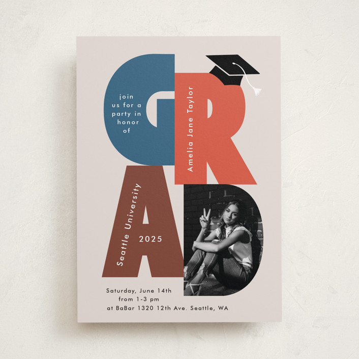 Grad Letter Pic Graduation Party Invitations by Alethea and Ruth | Minted