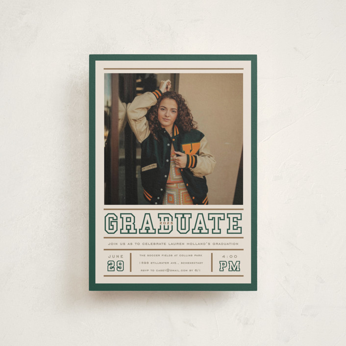 Varsity Frame Graduation Party Invitation Postcards by Erin L. Wilson ...