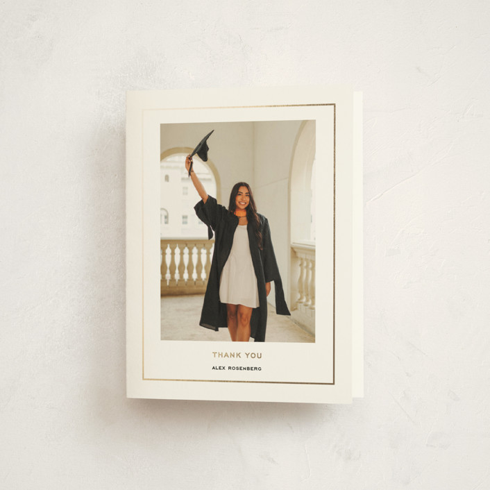 Cap Frame Foil-Pressed Graduation Thank You Cards by Annie Shapiro | Minted