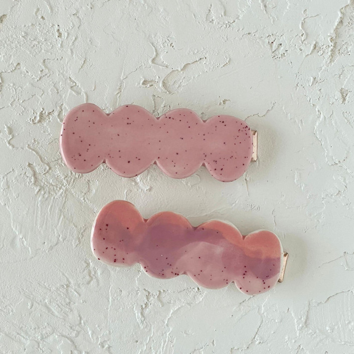 Pink Abstract Hair Clip Set Hair Clip by Quiet Clementine | Minted