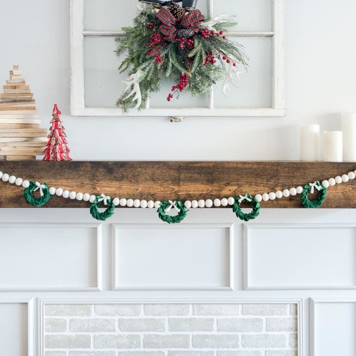Wreath Felt Garland, White and Green, (6 feet) Garlands by Nivas ...