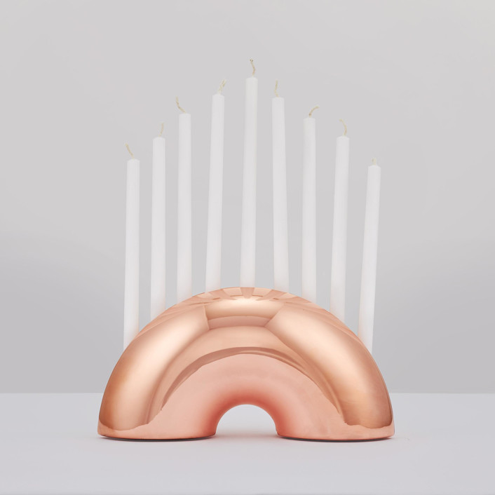 Nosh Menorah - Rose Gold Menorahs by Leadoff Studio | Minted