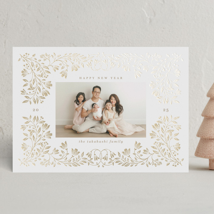 Leafy Frame Foil-Pressed Holiday Cards by Anna Black | Minted
