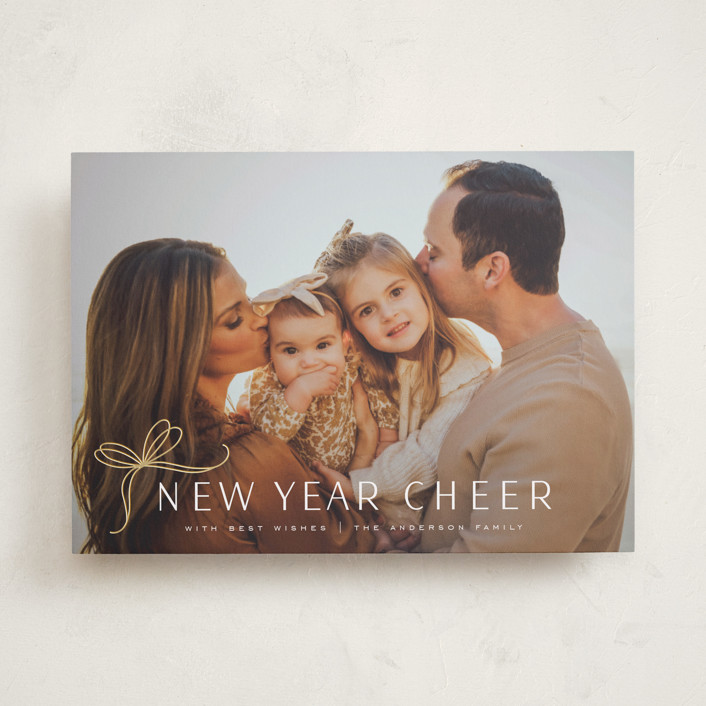 Cute bow Foil-Pressed Holiday Cards by Yuliya Evseeva | Minted