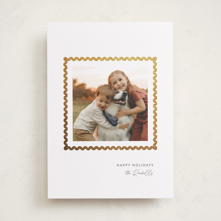 Rick Rack Frame Foil-Pressed Holiday Cards by mo kelley | Minted