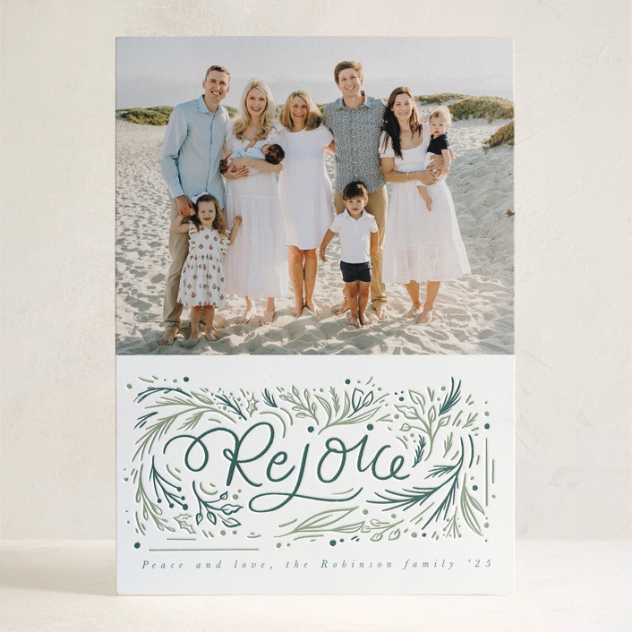 Rejoice lettering Letterpress Holiday Photo Cards by Hannah Williams ...