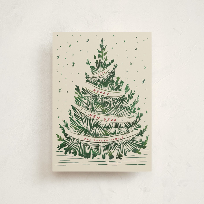 Woodcut Christmas Holiday Petite Cards by Paula Pecevich | Minted