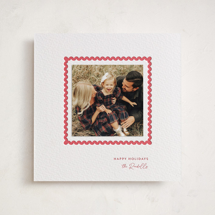 Rick Rack Frame Letterpress Holiday Photo Mount Cards by mo kelley | Minted