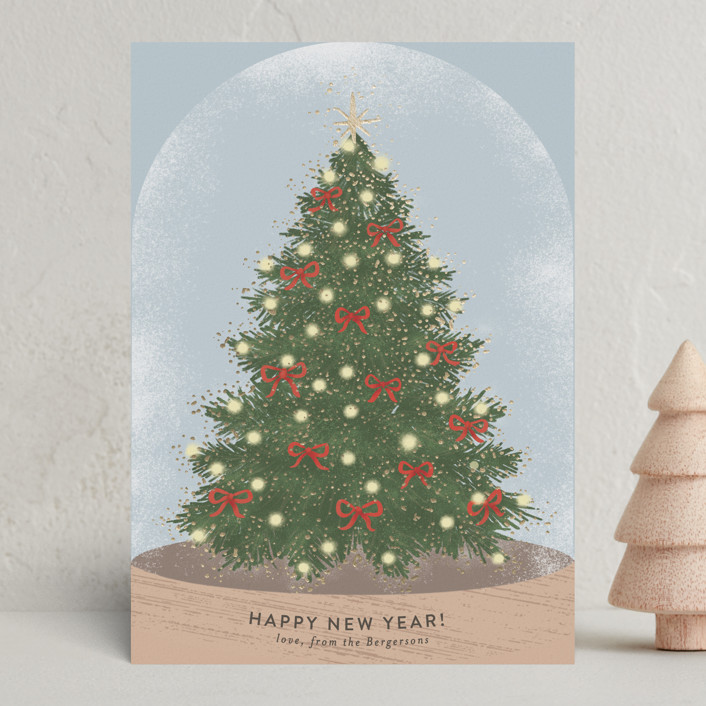 Tree Snow Globe Foil-Pressed Holiday Cards by Itsy Belle Studio | Minted
