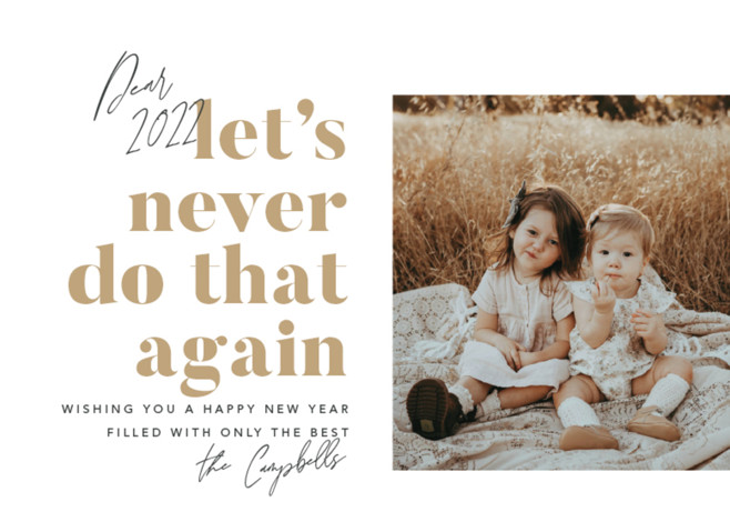 Never Again New Year Photo Cards by Robert and Stella | Minted