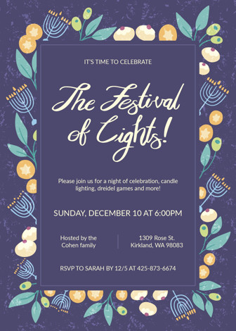 Festival of Lights Party Invitation Holiday Party Invitations by Julia ...